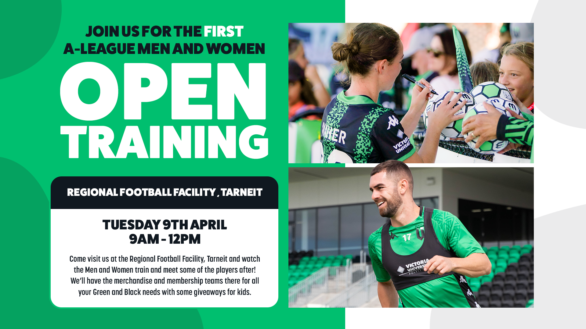 See you tomorrow for double open training IN Tarneit - Western United