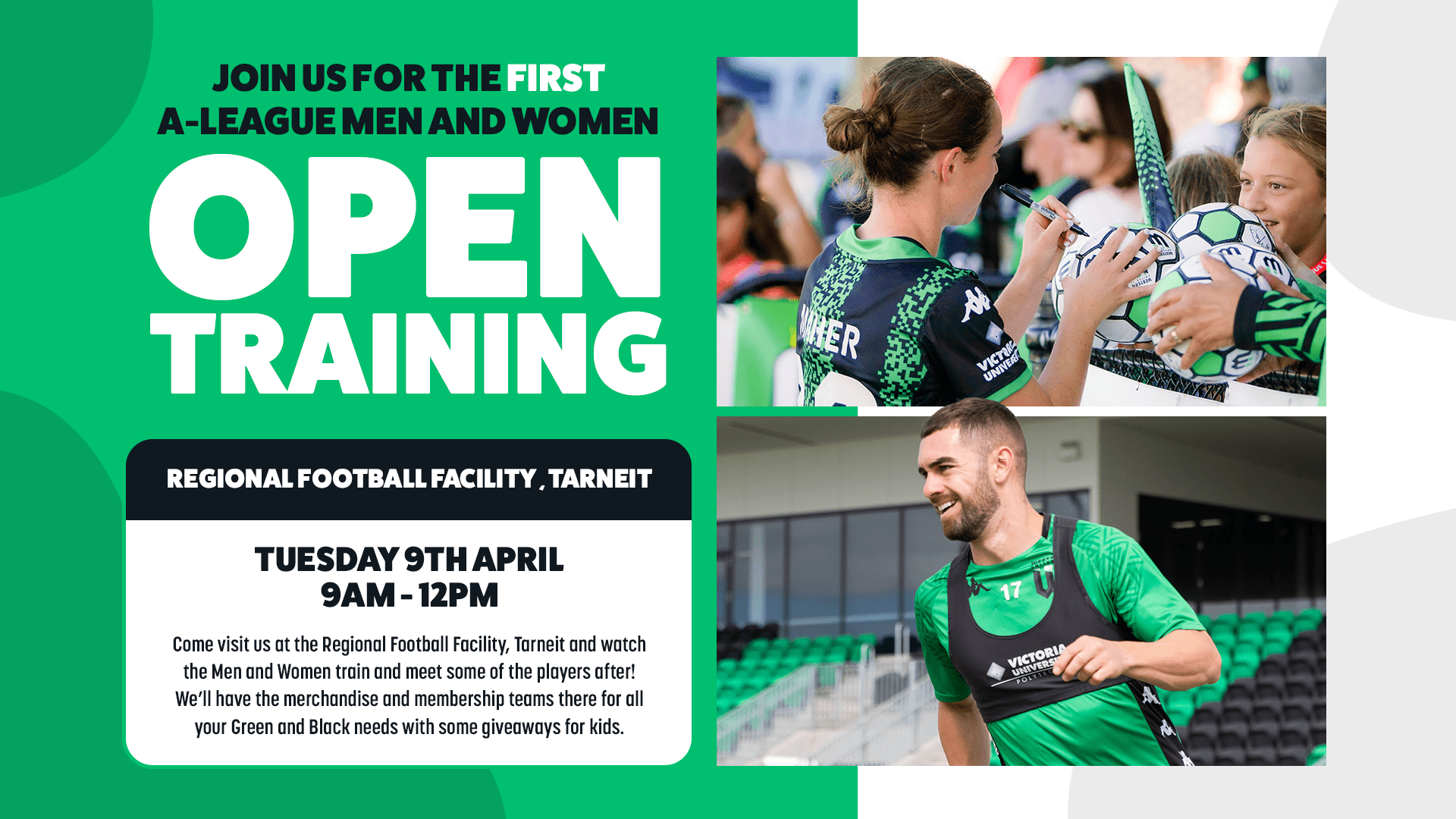 See you tomorrow for double open training IN Tarneit - Western United